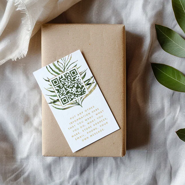 Leaf and QR Code insert Card for customer orders. | Zazzle