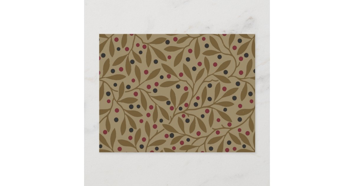 Leaf Berry Classic Colorful Pretty Pattern Art Postcard | Zazzle