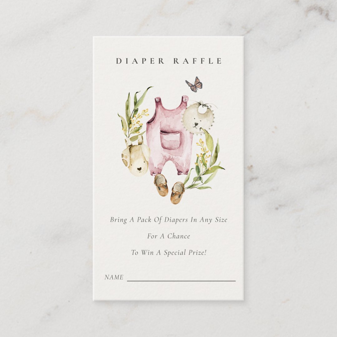 Leaf Foliage Girl Clothe Diaper Raffle Baby Shower Enclosure Card | Zazzle