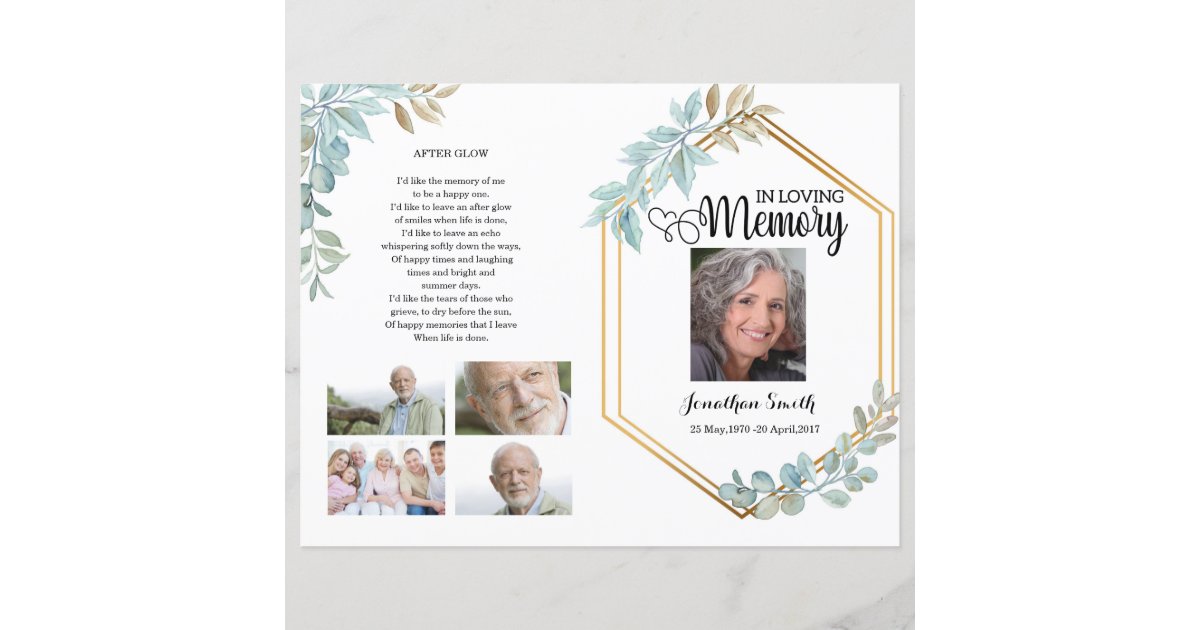 Leaf Funeral Program template | Zazzle
