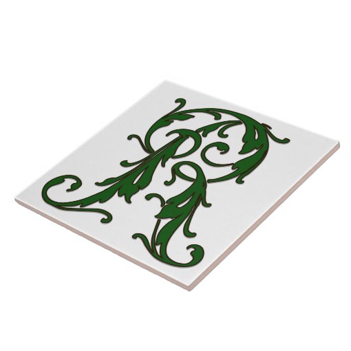 Leaf Letter R in Green Monogram Tile | Zazzle
