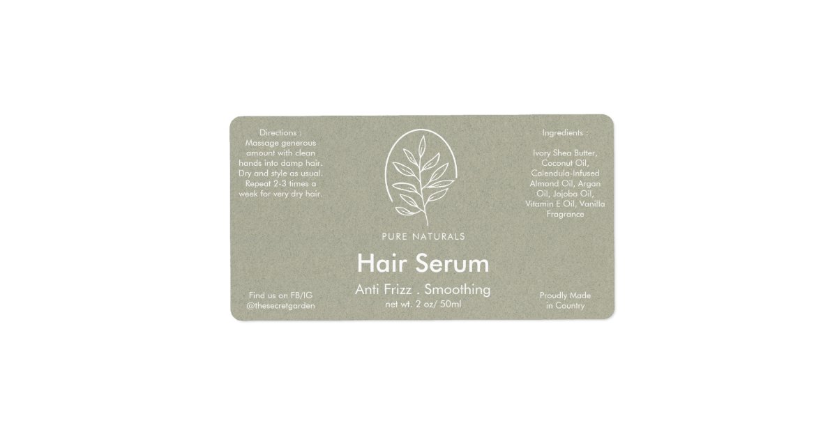 Leaf Logo Modern Botanical Natural Green Product Label | Zazzle