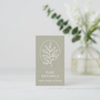 Leaf Logo Modern Botanical Simple Natural Green Business Card | Zazzle