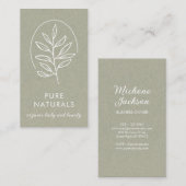 Leaf Logo Modern Botanical Simple Natural Green Business Card | Zazzle