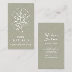 Leaf Logo Modern Botanical Simple Natural Green Business Card | Zazzle