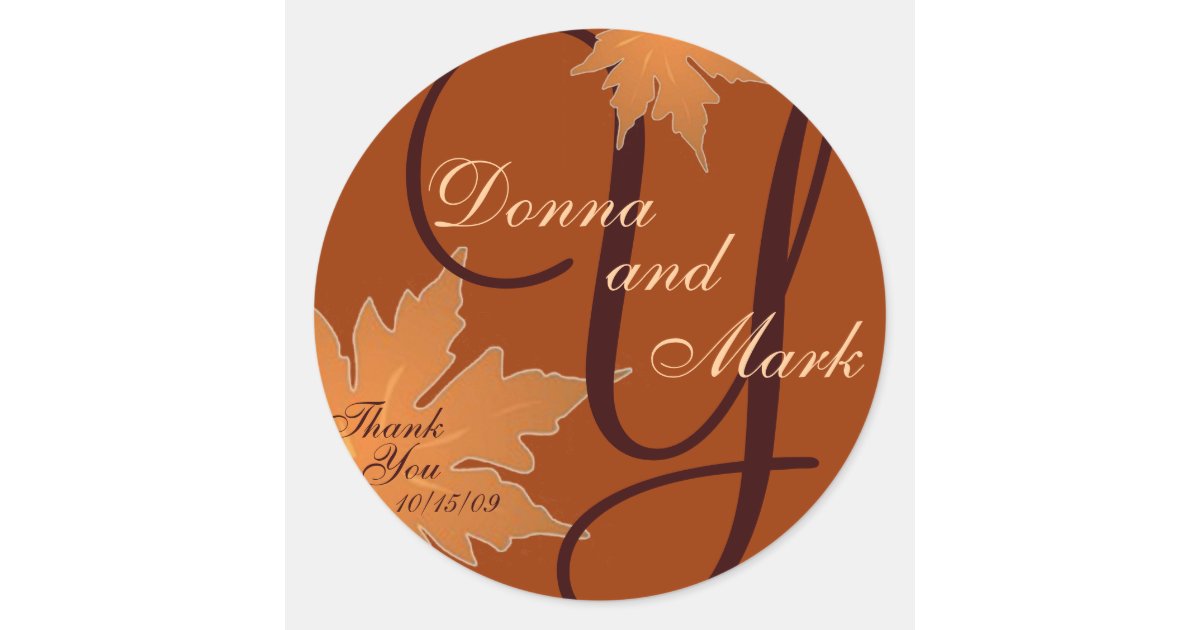 Leaf Monogram Sticker for Invitation | Zazzle
