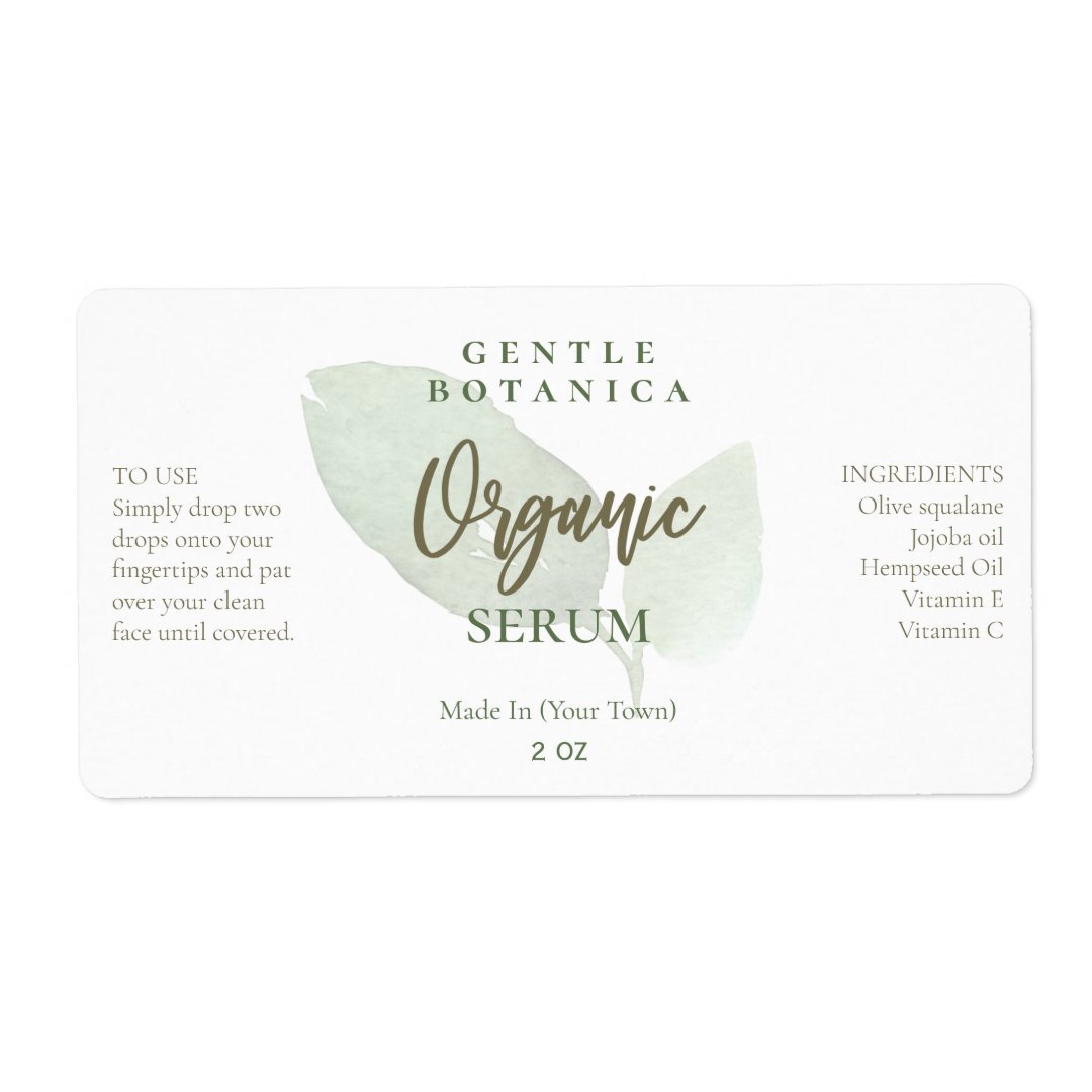 Leaf Organic Face Serum Labels | Zazzle