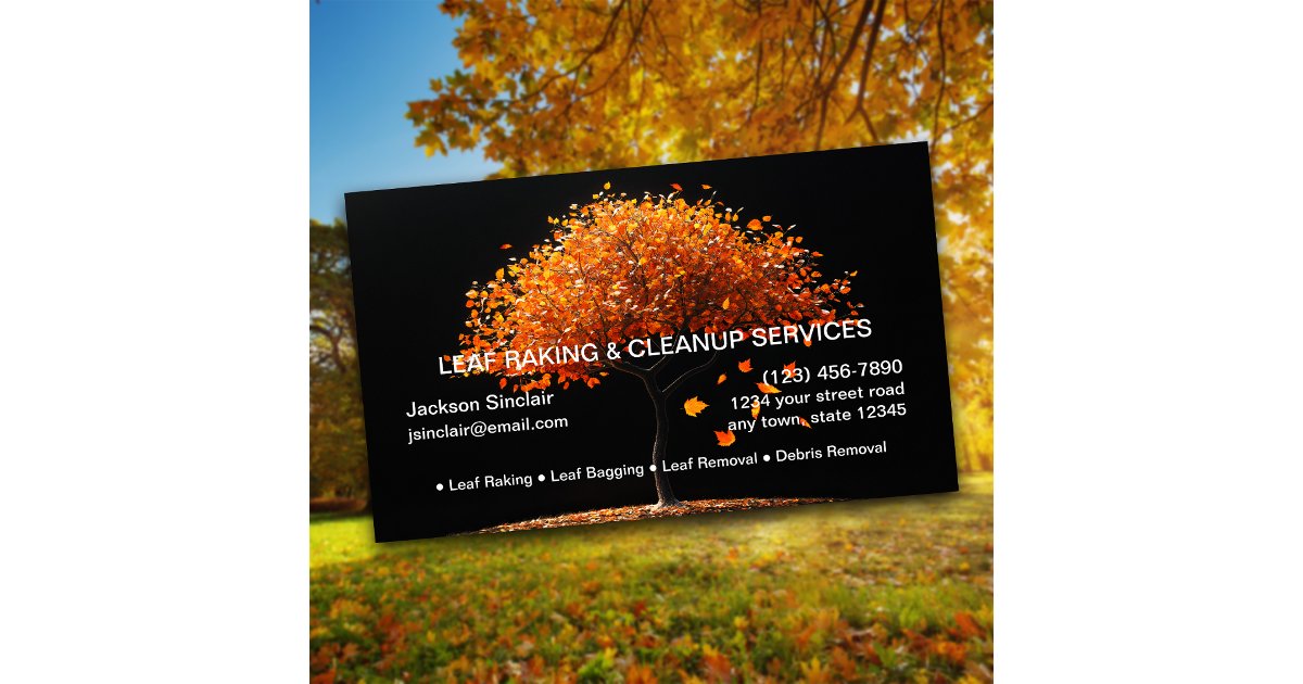 Leaf Raking and Cleanup Business Card | Zazzle