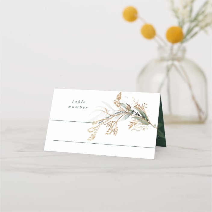 Leafy Botanical Eucalyptus Modern Greenery Branch Place Card | Zazzle.com