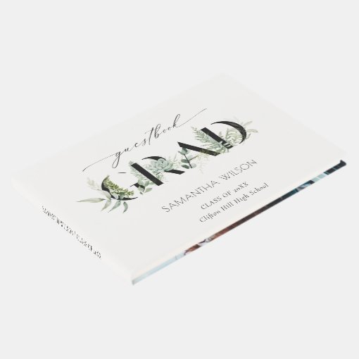 Leafy Fern Succulent Green Fauna Photo Graduation Guest Book | Zazzle