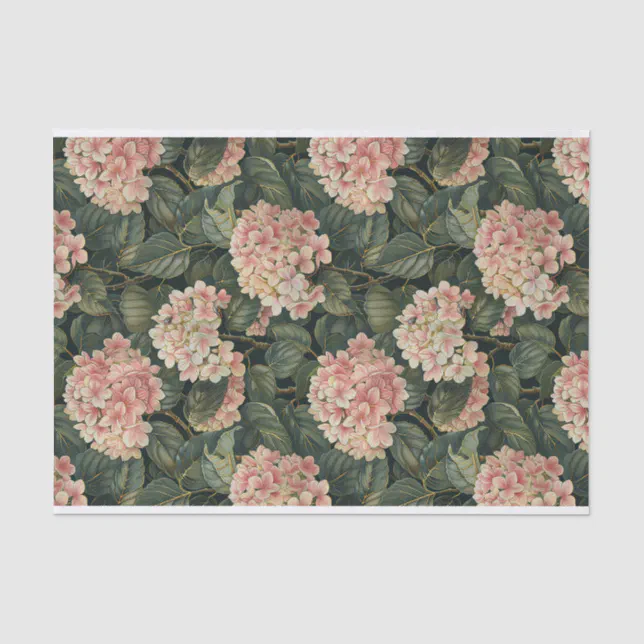 Leafy Green Pale Pink Hydrangea Art Pattern No. 3 Tissue Paper | Zazzle