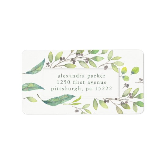 Leafy Green | Trendy Watercolor Frame Label | Zazzle.com