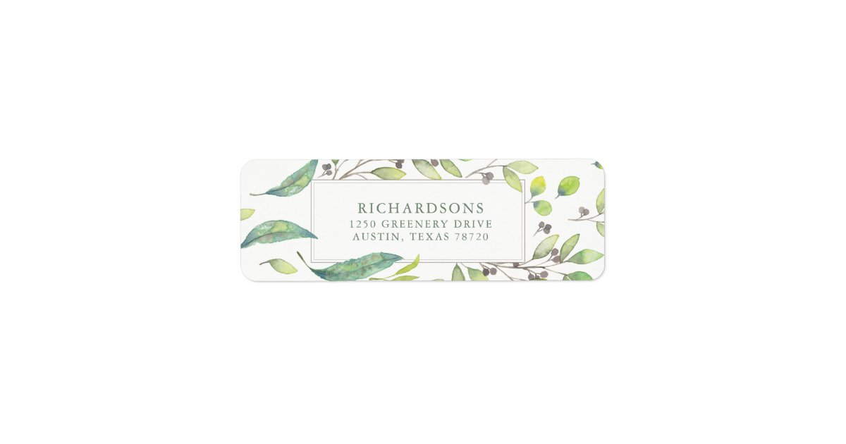 Leafy Green | Trendy Watercolor Label | Zazzle