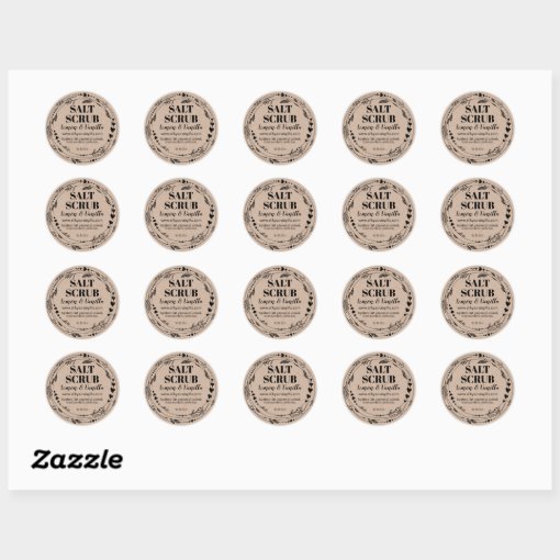 Leafy Kraft Homemade Salt Scrub Labels | Zazzle