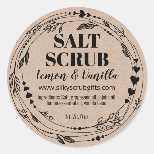 Leafy Kraft Homemade Salt Scrub Labels | Zazzle
