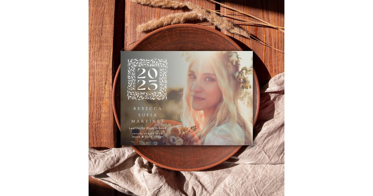 Leafy Year Photo Graduation Announcement | Zazzle