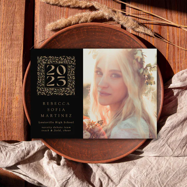 Leafy Year Photo Graduation Invitation | Zazzle