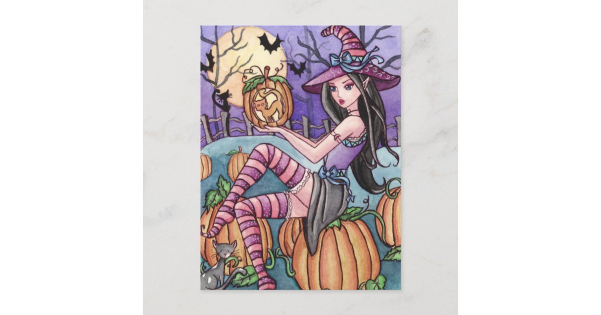 Leah - Pumpkin Witch Postcard | Zazzle