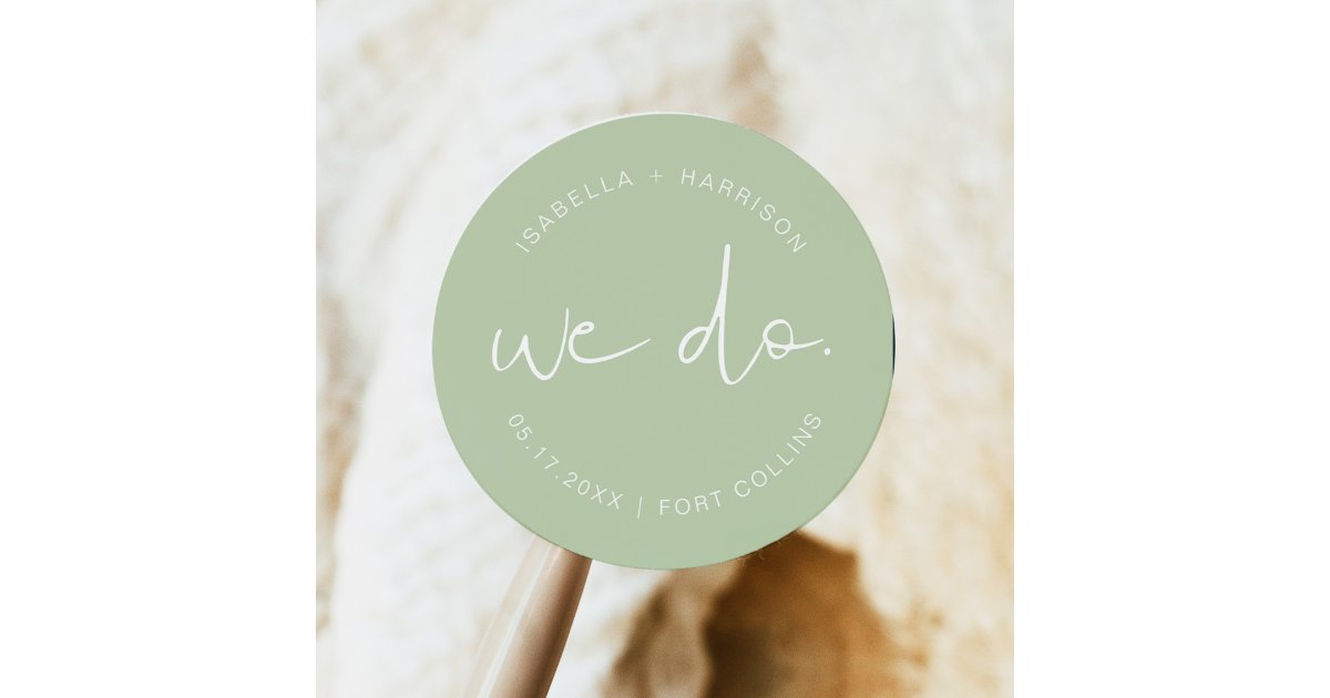 LEAH Vibrant Pastel Green Spring Garden Wedding Classic Round Sticker ...