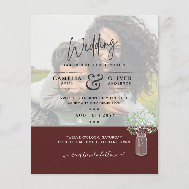 LeahG BUDGET Gypsophila PHOTO OVERLAY Wedding Flye Flyer | Zazzle