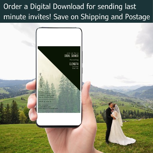 LeahG Forest Pine Winter Trees Bridal Shower Invitation | Zazzle