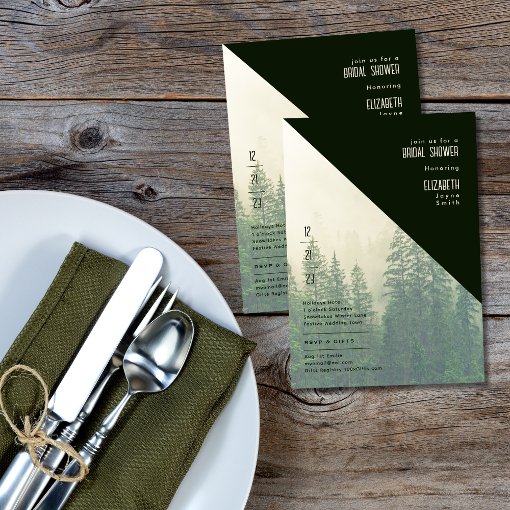 LeahG Forest Pine Winter Trees Bridal Shower Invitation | Zazzle