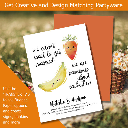 LeahG Funny Cute Summer Bridal Shower Fruit Carrot Invitation | Zazzle