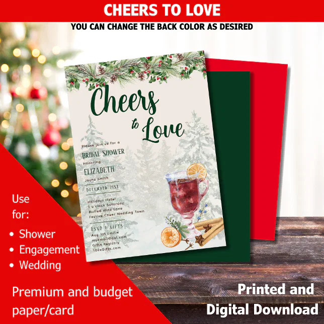 LeahG Mulled Wine Cheers to Love Winter Wedding Invitation | Zazzle