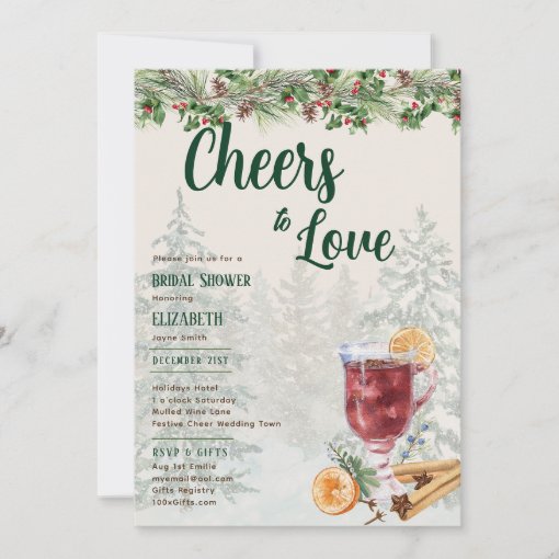 LeahG Mulled Wine Cheers to Love Winter Wedding Invitation | Zazzle