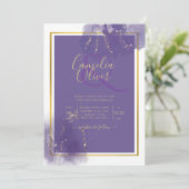 LeahG PURPLE GOLD Wedding Lavender ALCOHOL INK Invitation | Zazzle