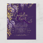 LeahG Purple Gold WISTERIA Floral Wedding INVITE Flyer | Zazzle