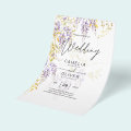 LeahG Purple Gold WISTERIA Floral Wedding INVITE Flyer | Zazzle