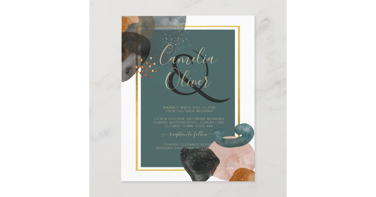Leahg TEAL EARTH TONES WEDDING INVITE QR Code Flyer | Zazzle