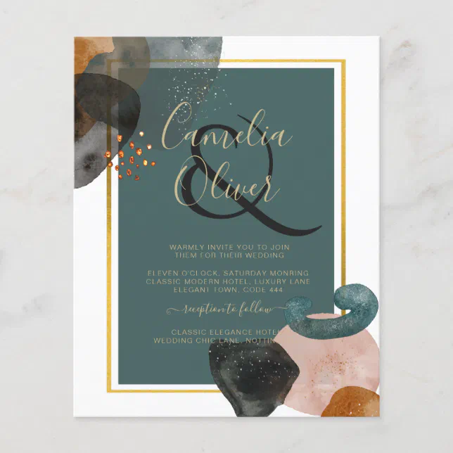 Leahg TEAL EARTH TONES WEDDING INVITE QR Code Flyer | Zazzle