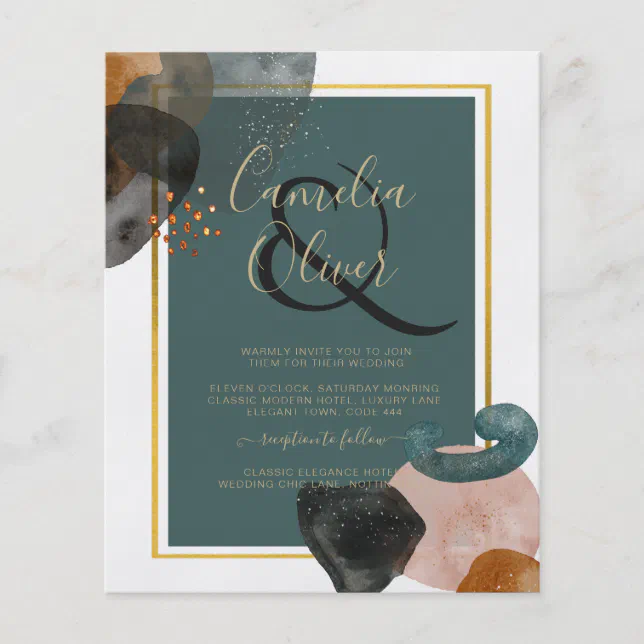 Leahg TEAL EARTH TONES WEDDING INVITE QR Code Flyer | Zazzle