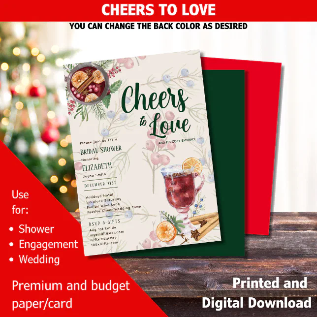 LeahG Winter Cheer Mulled Wine Shower Wedding Invitation | Zazzle