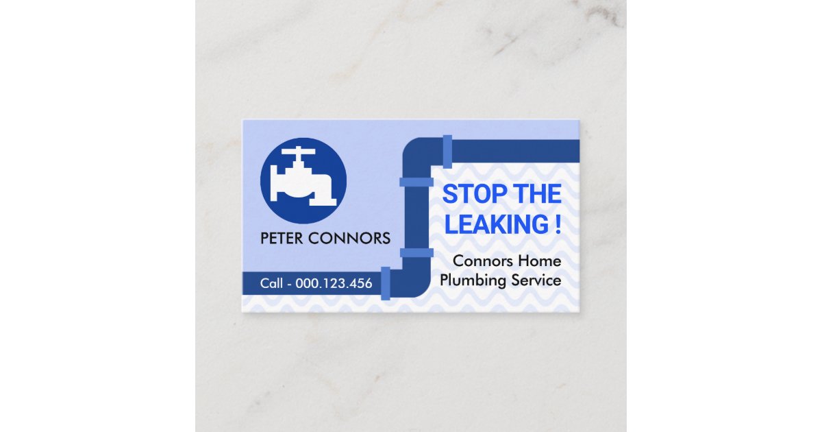 Leaking Pipe Flood Waters Plumbing Business Card | Zazzle