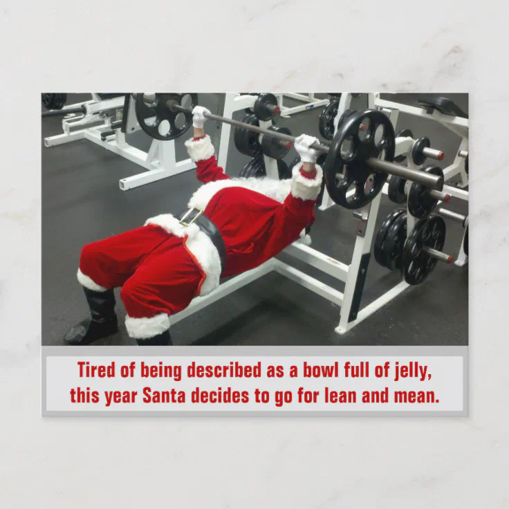 Lean & Mean Santa - Funny Silly Joke Christmas Holiday Postcard | Zazzle