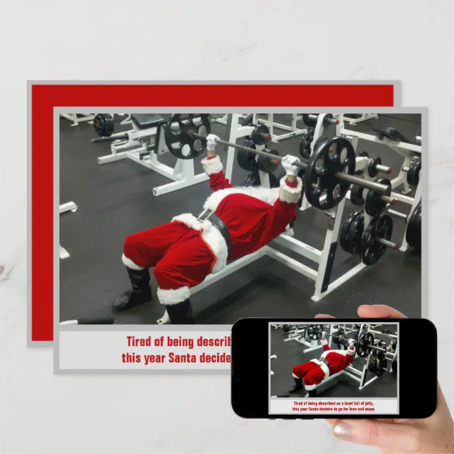 Lean & Mean Santa - Funny Silly Joke Christmas Invitation | Zazzle