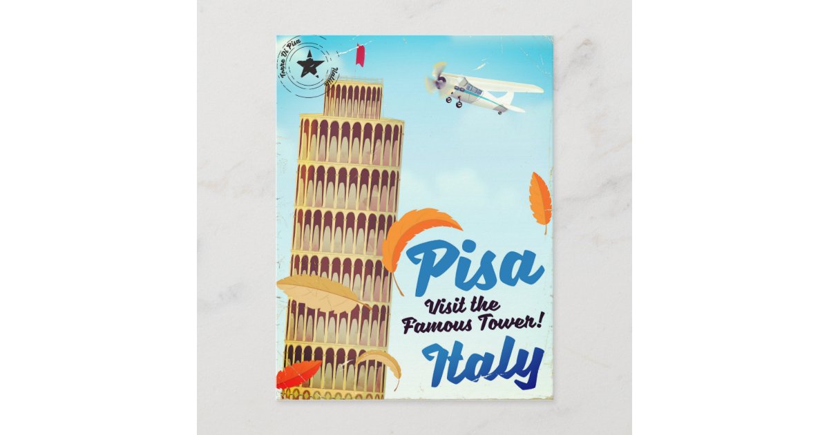 Leaning Tower of Pisa Vintage vacation print. Postcard | Zazzle
