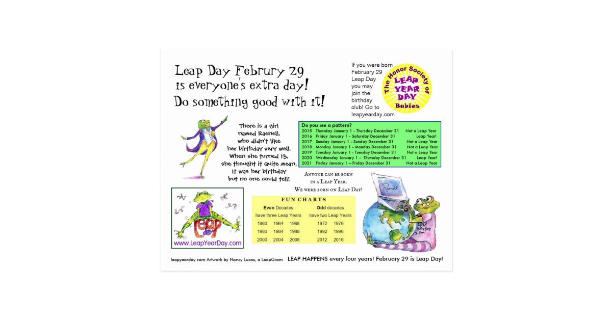 Leap Day Info To Send Postcard | Zazzle.com