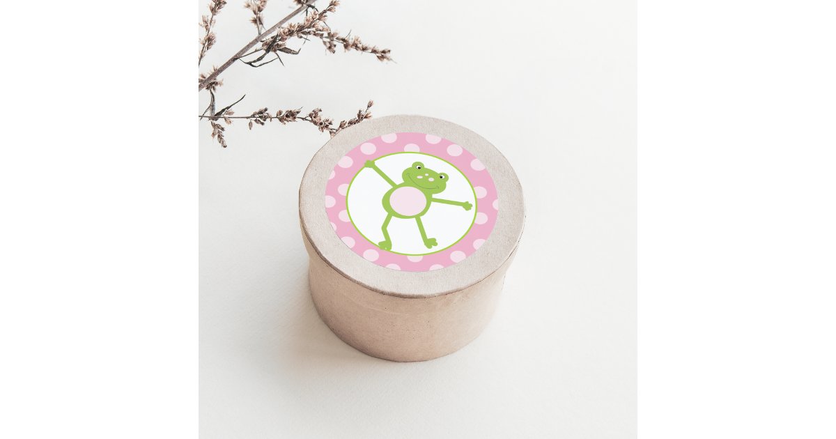 Leap Frog in Pink Favor Stickers | Zazzle