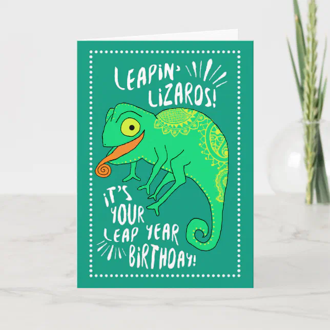 Leap Year Leapin' Lizards Birthday Card | Zazzle