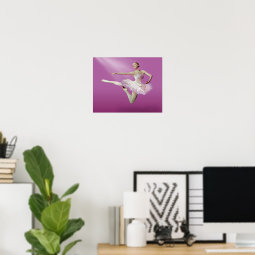 Leaping Ballerina on Pink Poster | Zazzle