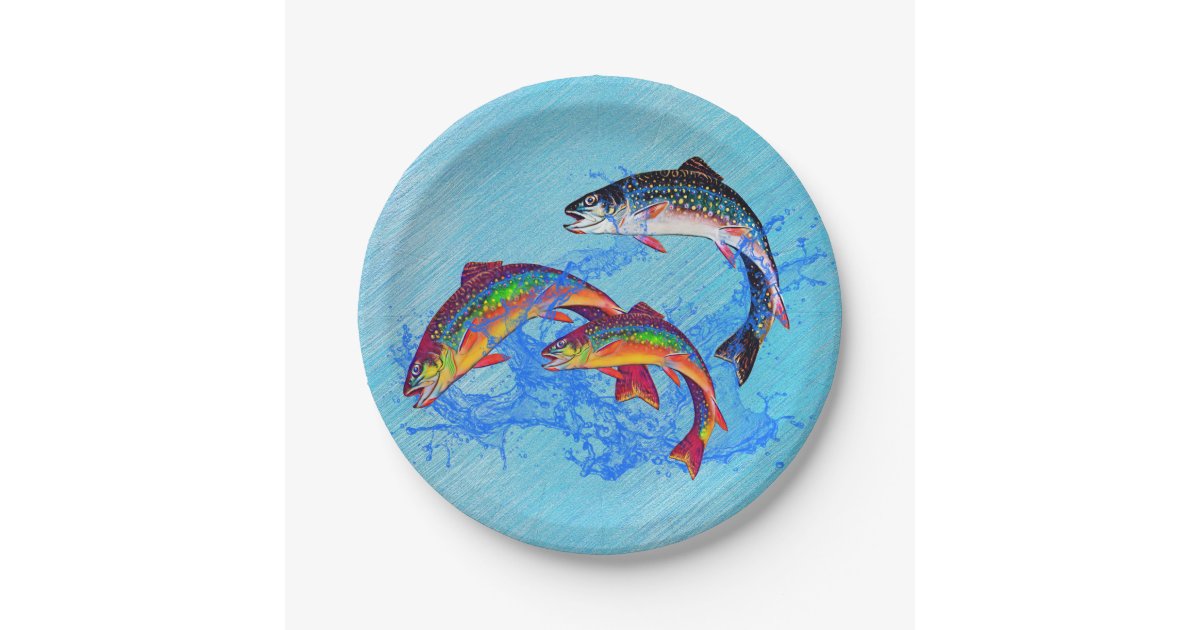 Leaping Brook Trout Paper Plate | Zazzle