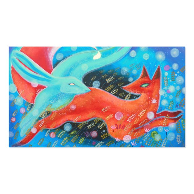 Leaping Fox with Hare. Business Card Template