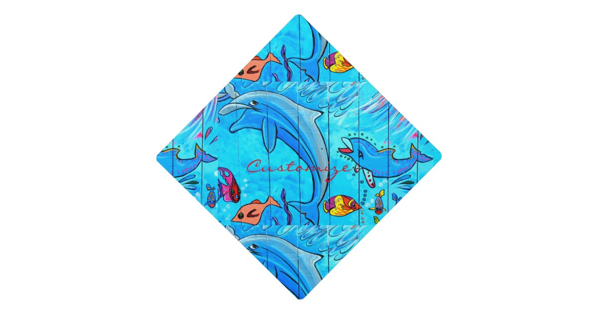leaping laughing dolphins design blue graduation cap topper | Zazzle