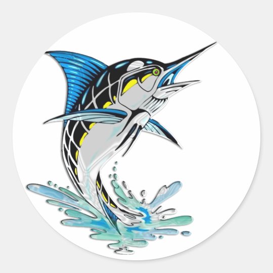 Leaping Marlin Classic Round Sticker | Zazzle.com