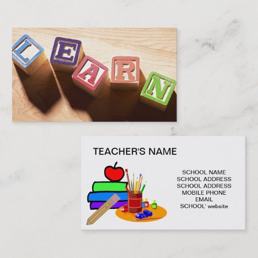 LEARN EDUCATORS BUSINESS CARD | Zazzle
