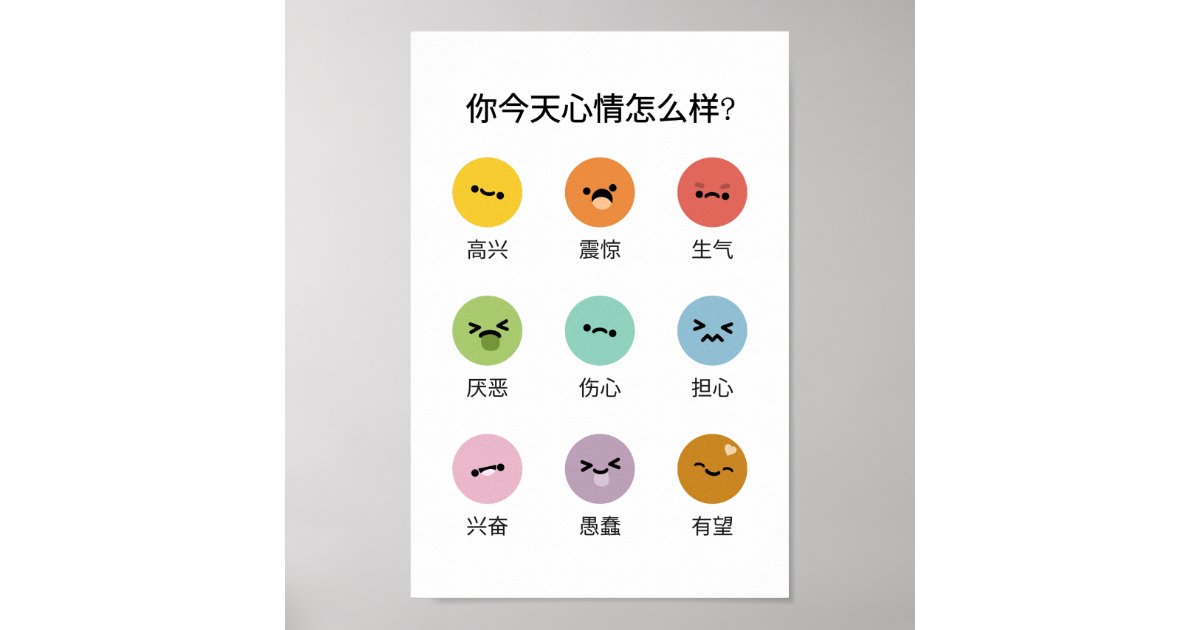 Learn Feelings Emotions (in Mandarin) Poster | Zazzle